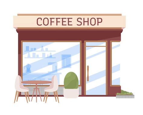 premium vector coffee shop semi flat color vector object