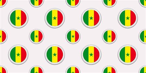 세네갈 라운드 플래그 완벽 한 패턴입니다 세네갈 배경입니다 벡터 원 아이콘입니다 기하학적 기호 스티커입니다 스포츠 페이지 게임 여행 디자인 요소에 대 한 질감입니다 애국