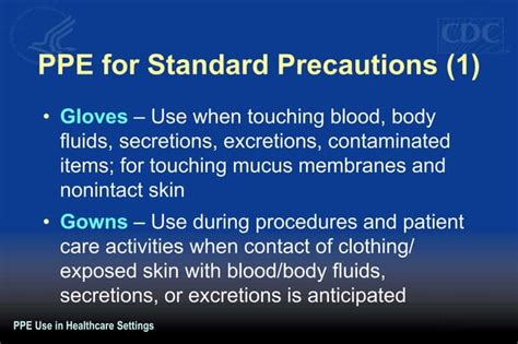 Cdc Guidance For Ppe In Healthcare Settings Ppt First Aid Injuries