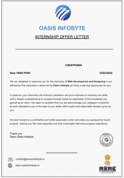 Yash Puri On Linkedin Webdevelopment Oasisinfobyte Internship