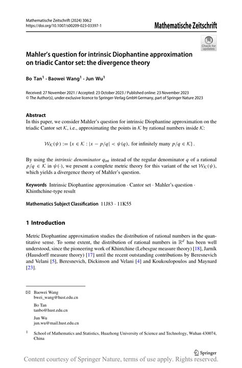 Mahlers Question For Intrinsic Diophantine Approximation On Triadic Cantor Set The Divergence