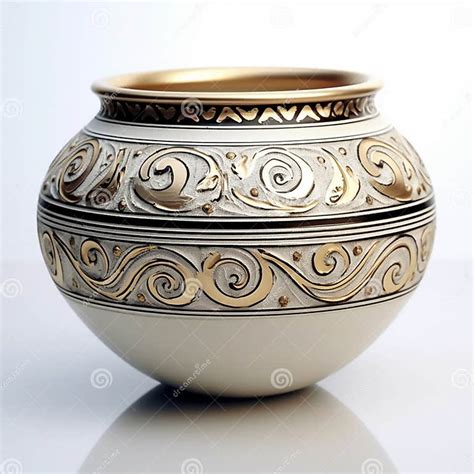 Fancy Pots With Intricate Designs And Patterns On A Clean White