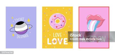 Lgbtq 프라이드 카드 세트 아름답고 귀여운 평등 기호와 타이포그래피 벡터 손으로 그린 그림과 레터링 0명에 대한 스톡 벡터 아트 및 기타 이미지 Istock