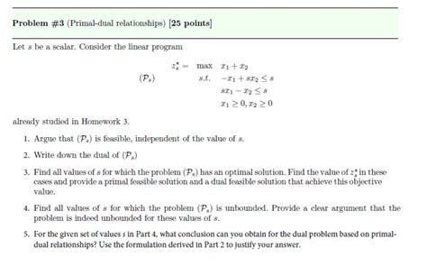 Solved Problem 3 Primal Dual Relationships [25 Points