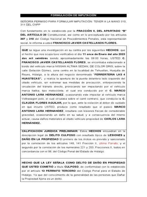 Formulación De Imputación Pdf