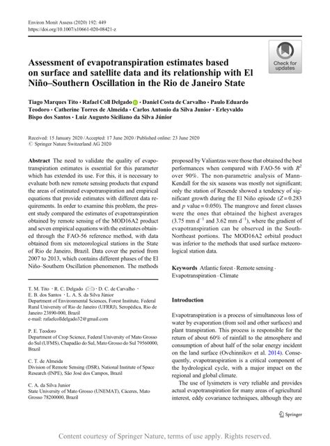 Assessment Of Evapotranspiration Estimates Based On Surface And Satellite Data And Its