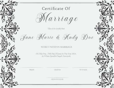 Eternal Elegance Vintage Floral Marriage Certificate Wordlayouts