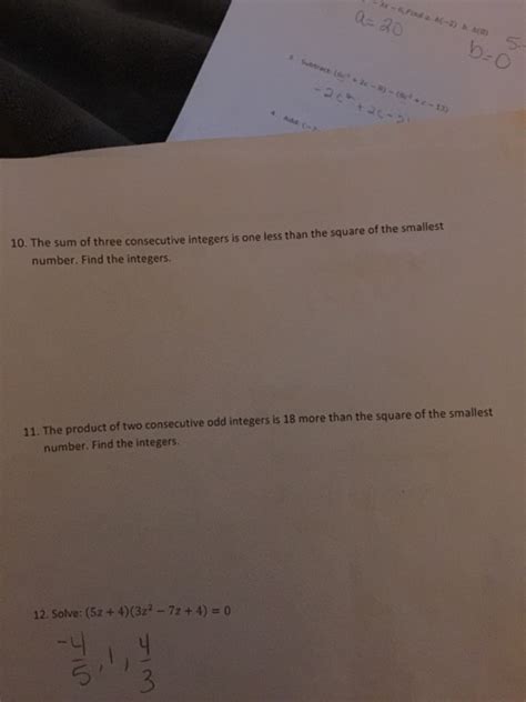 Solved The Sum Of Three Consecutive Integers Is One Less