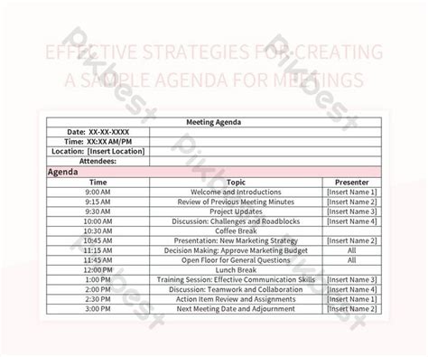 Effective Strategies For Creating A Sample Agenda Meetings Excel Template Free Download Pikbest