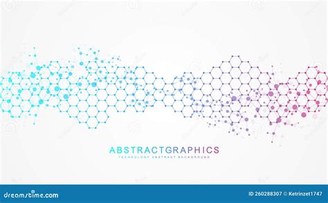 Modern Scientific Background With Hexagons Lines And Dots Wave Flow Abstract Background Stock