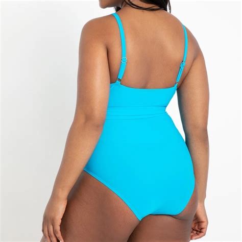 Eloquii Swim Wrap Halter One Piece Swimsuit Blue Claire Poshmark