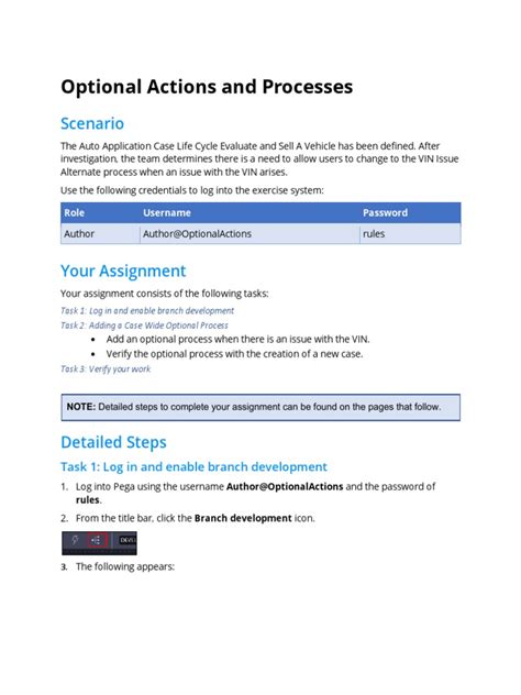 Optional Actions And Processes Scenario Pdf User Computing