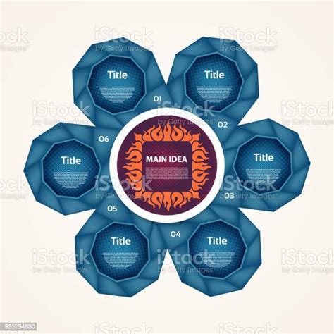 벡터 원 Infographic입니다 다이어그램 그래프 프레 젠 테이 션 및 차트에 대 한 템플릿 6 순환 옵션 부품 단계 또는 프로세스와 비즈니스 개념 추상적인 배경입니다
