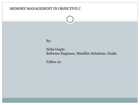 Memory Management In Objective C Ppt