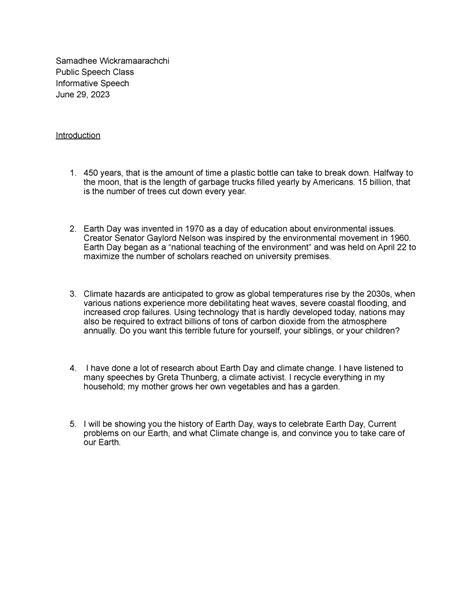 Module Speech Outline Process Speech Samadhee Wickramaarachchi Public Speech Class