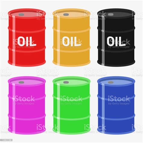 금속 컬러 오일 배럴 세트 벡터 플랫 일러스트 레이 션 0명에 대한 스톡 벡터 아트 및 기타 이미지 0명 가솔린 가연성