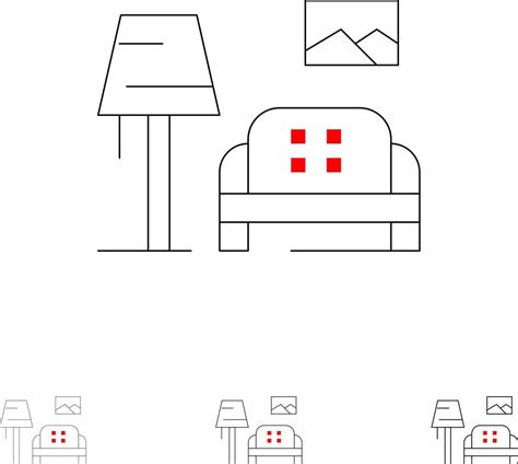 Lump Room Sofa Gallery Bold And Thin Black Line Icon Set 19093949