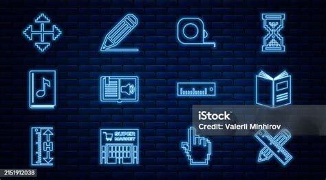 선 설정 십자 눈금자와 연필 열린 책 룰렛 구성 오디오 네 방향의 픽셀 화살표 눈금자 및 연필 선 아이콘 벡터 4가지 개체에 대한 스톡 벡터 아트 및 기타 이미지 Istock