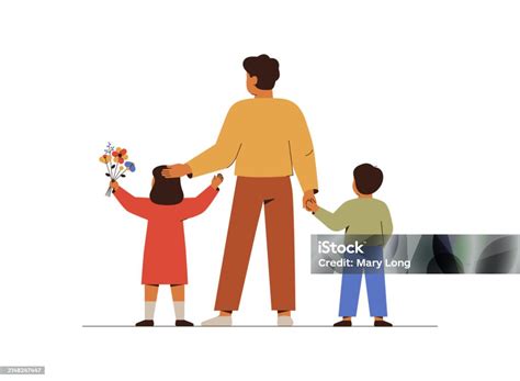 Ilustración De El Padre Y Los Hijos Que Cuidan Están Juntos Apoyo De