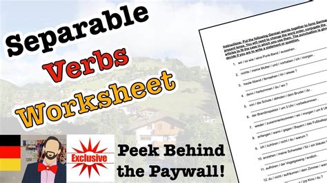 Separable Verbs Worksheet Explanation Video Deutschlerner Club