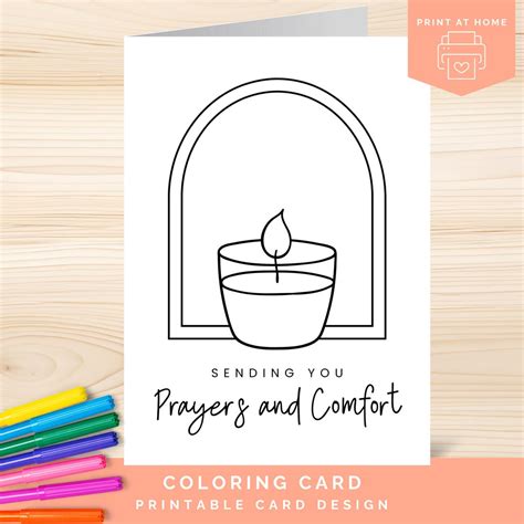 Sending You Prayers And Comfort Coloring Card Printable Sympathy Card