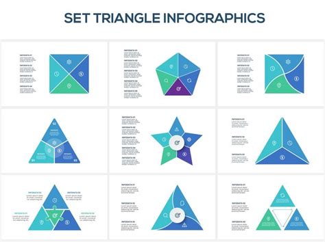 웹 비즈니스 프레 젠 테이 션 벡터 일러스트 레이 션 비즈니스 데이터 시각화에 대 한 3 4 5 요소 Infographic 템플릿으로 삼각형 설정 프리미엄 벡터