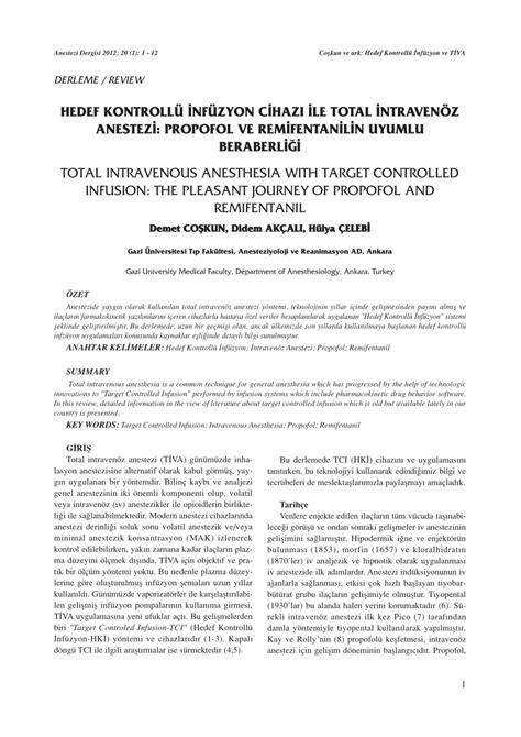 Pdf Total Intravenous Anesthesia With Target Controlled Infusion The Pleasant Journey Of