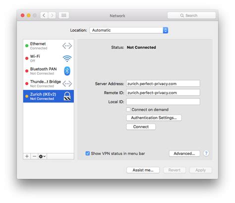 IPsec IKEv With MacOS Perfect Privacy