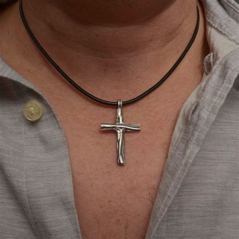 Collier Croix Moderne Pour Hommes Pendentif Sterling Argent Etsy