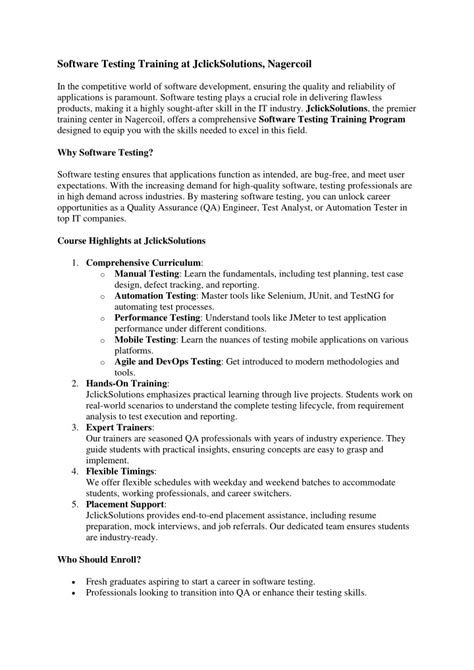 Ppt Software Testing Training Centre In Nagercoil Powerpoint Presentation Id 13885786