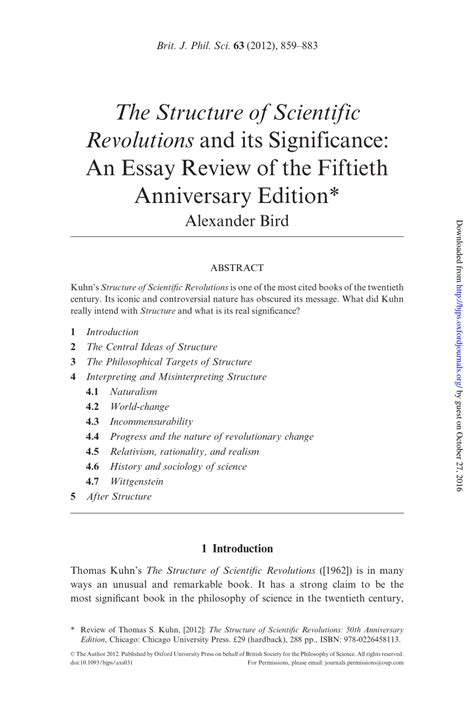 Pdf The Structure Of Scientific Revolutions And Its Significance An Essay Review Of The