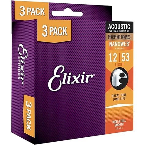 Elixir Nanoweb 12 53 Pb 3 Pack The Guitar Shop Singapore
