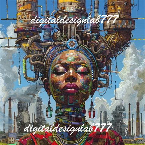 Afrofuturism Art Print Nigerian Culture Futuristic Themes Digital
