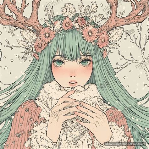 Ai创作图森系美少女插画 森系主题插画 森系女孩插画 鹿鹿少女 拟人鹿插画 森系人物插画 古典鹿姑娘 卡通森系女孩 梅花鹿女孩 卡通梅花鹿女孩 卡通鹿姑娘 森系插画 麋鹿本子封面 俏皮鹿姑娘