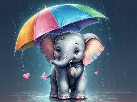 Elephant Holding Umbrella Stock Illustrations 67 Elephant Holding