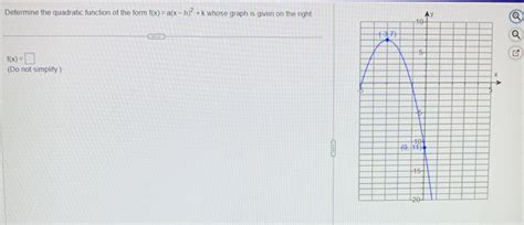 solved determine the quadratic function of the form f x a x h 2 k