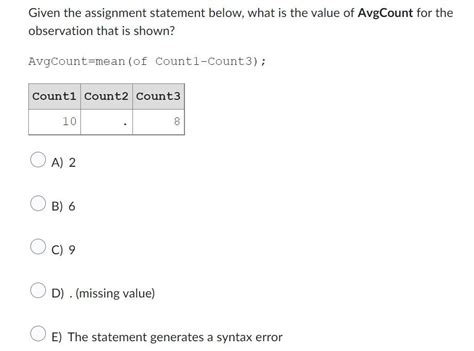 Solved Given The Assignment Statement Below What Is The Chegg