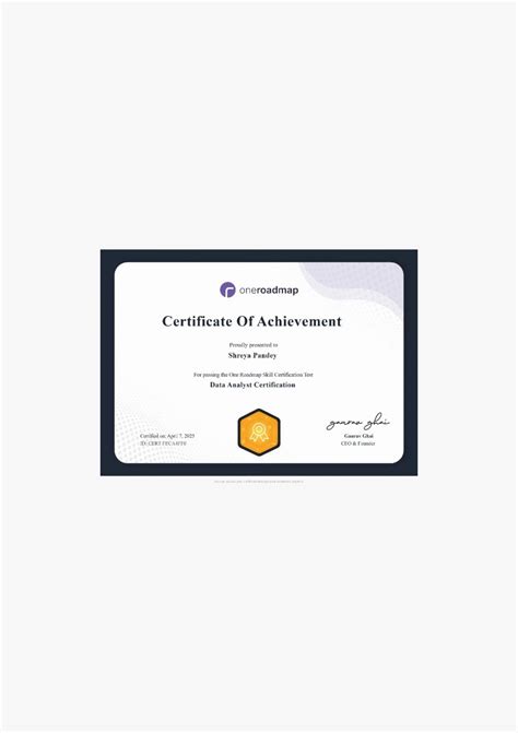 Data Analyst Certificate From Oneroadmap Shreya Pandey
