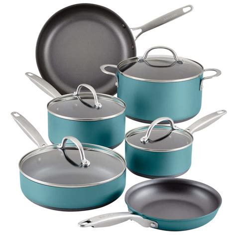 Achieve 10 Piece Hard Anodized Nonstick Cookware Sets In Teal 85115