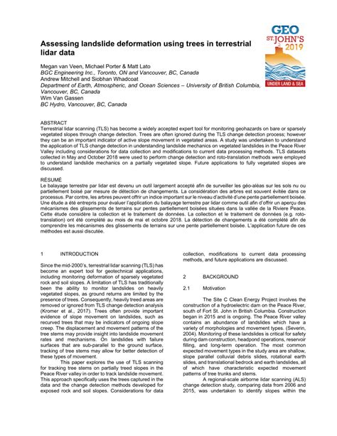 Pdf Assessing Landslide Deformation Using Trees In Terrestrial Lidar Data