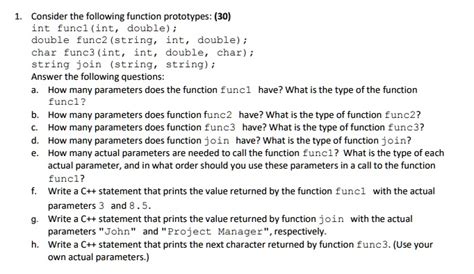 SOLVED Consider The Following Function Prototypes Int Func1 Int