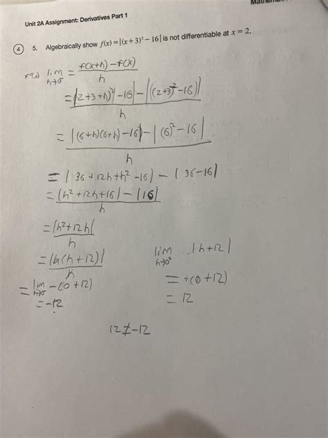 [grade 12 Calculus Derivatives] Can Anybody Spot Any Errors In My Work And Point Me In The