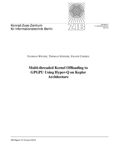 Pdf Multi Threaded Kernel Offloading To Gpgpu Using Hyper Q On Kepler