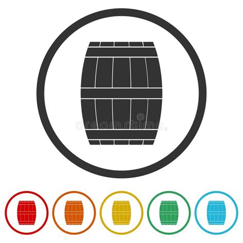 Wooden Barrel Icon Set Icons In Color Circle Buttons Stock Vector Illustration Of Drum Aged