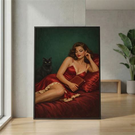 Vintage Sensual End Erotic Poster Black Cat Wall Art Empowering