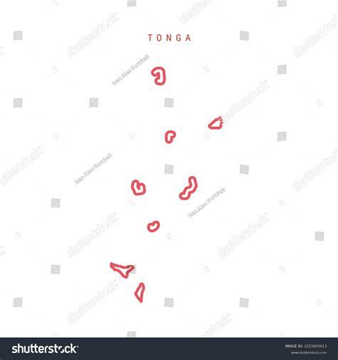 Tonga Outline Map Tongan Red Border Stock Illustration 2222602613