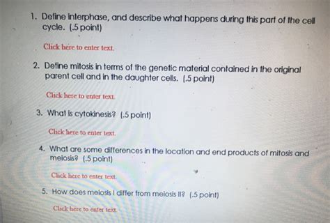 Solved 1 Define Interphase And Describe What Happens