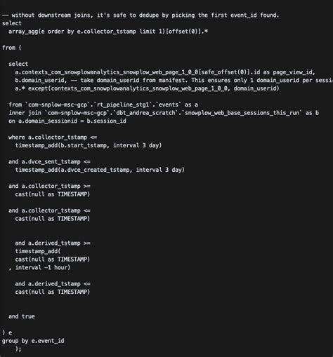Package Fails On Bigquery When There Are No Sessions Within The Date