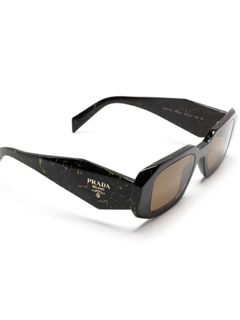 Prada Symbole Square Frame Sunglasses In Black Modesens