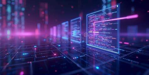 Digital Code And Data Flow On Abstract Circuit Board Background Stock